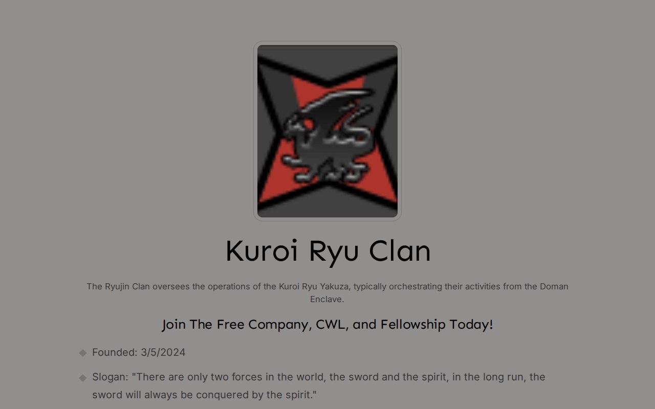 Kuroi Ryu Yakuza Dossier